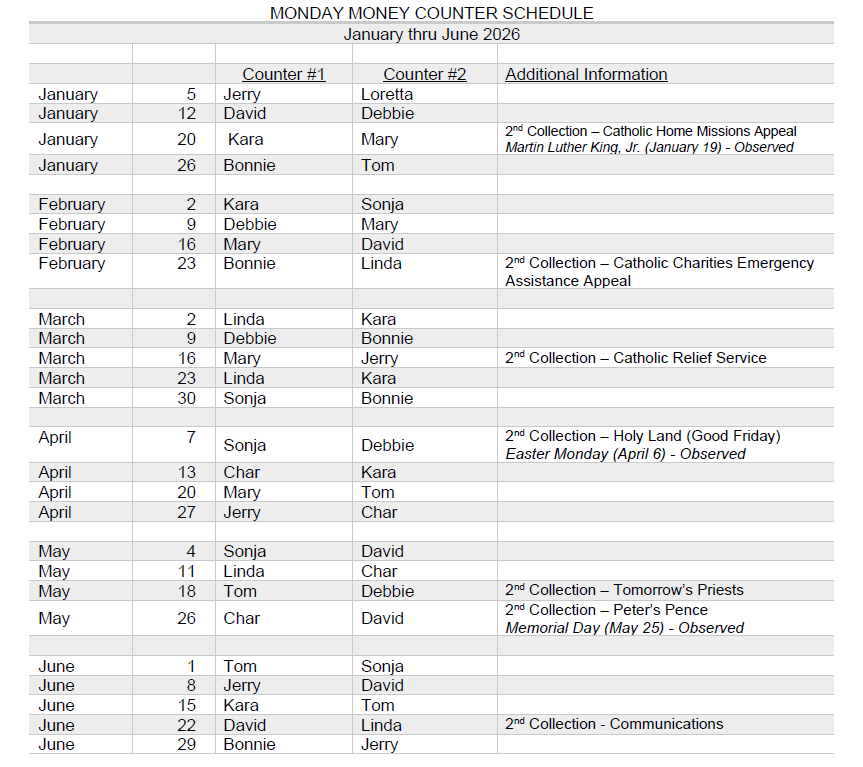 Ministry Schedule